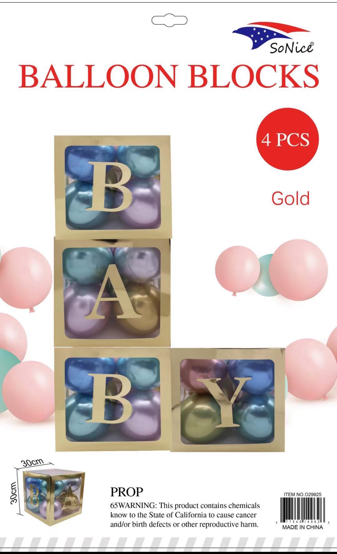 4 pack Balloon Boxes, BALLOON BLOCKS - Buy Wholesale at SoNice Party
