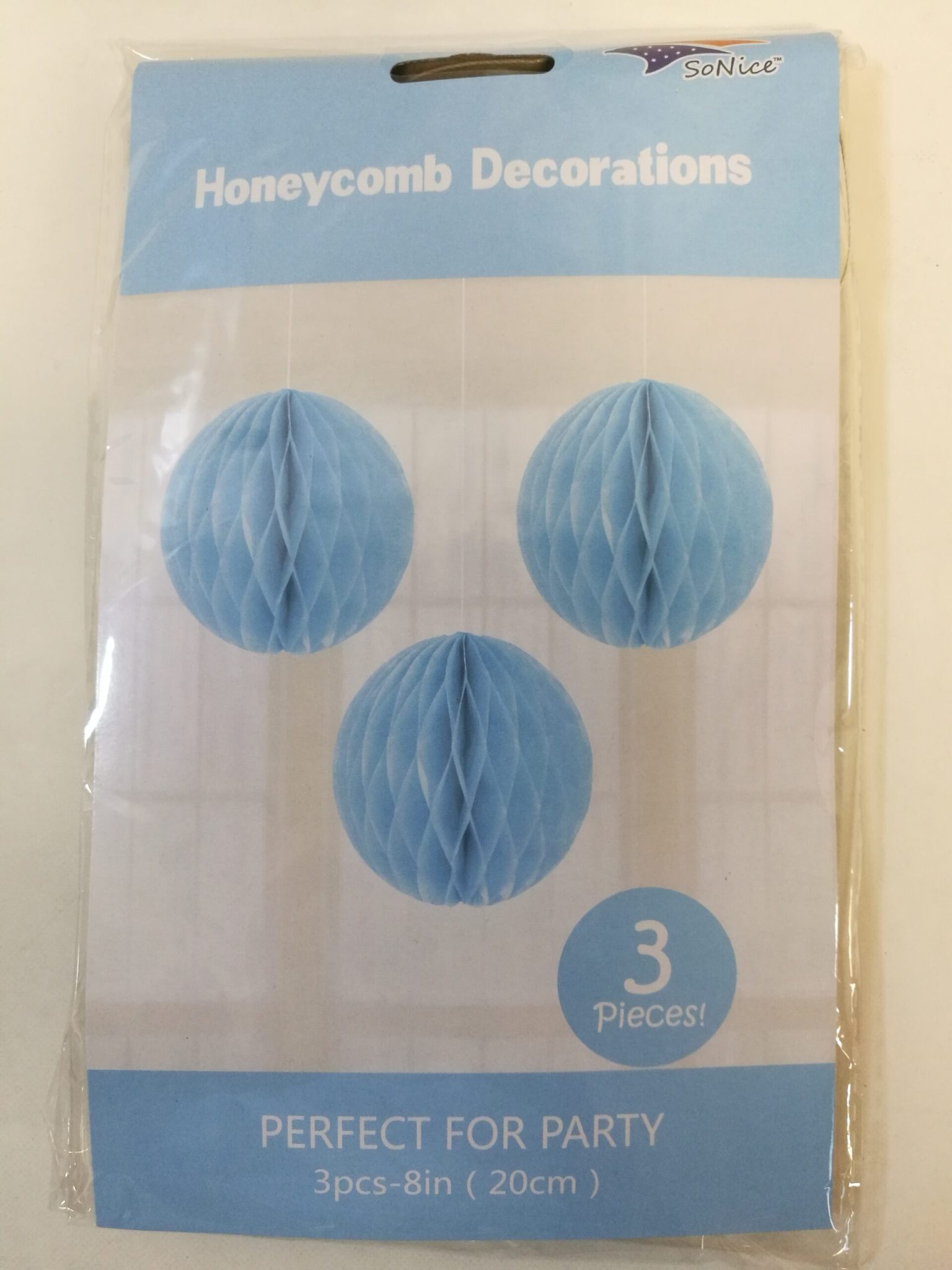 Honeycombs set 3pcs, light blue — Buy Wholesale at SoNice Party