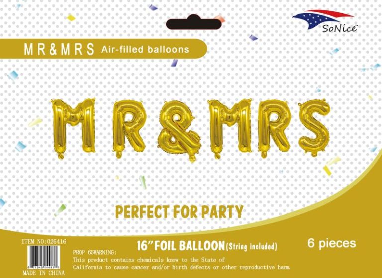 Mylar Balloon Banner kit MR & MRS', gold — Buy Wholesale at SoNice Party