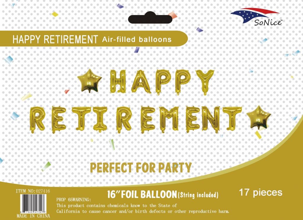 Mylar Balloon Banner kit HAPPY RETIREMENT gold — Buy Wholesale at ...