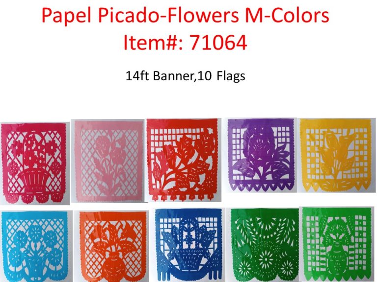 Mexico Papel Picado Flowers Multi Colors | Wholesale Mexican Party Dec