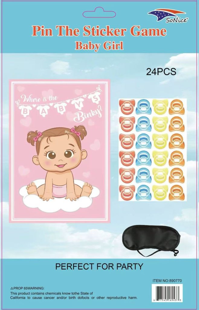 Pin the Pacifier Party Game Baby Girl | Wholesale Baby Shower Games
