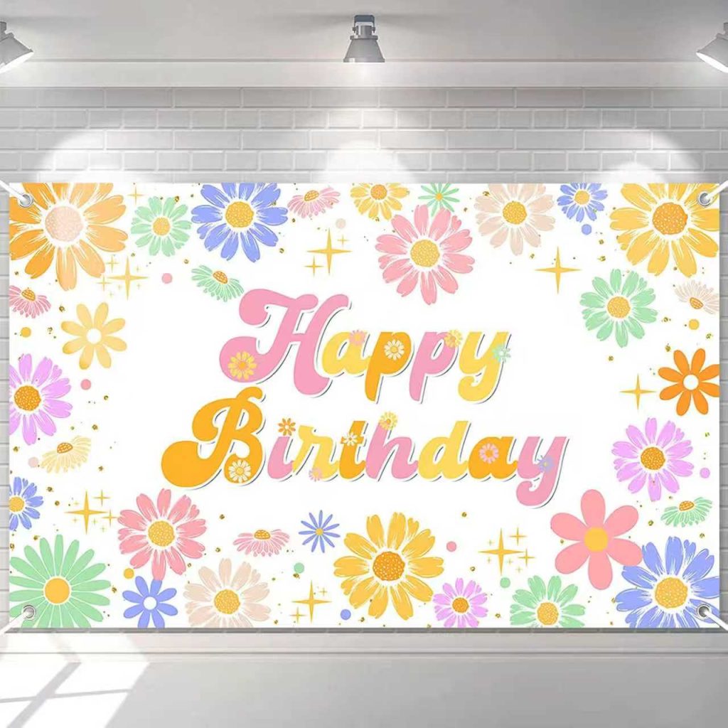 Vinyl Party Backdrop Banner Daisy Flower — Buy Wholesale at SoNice Party